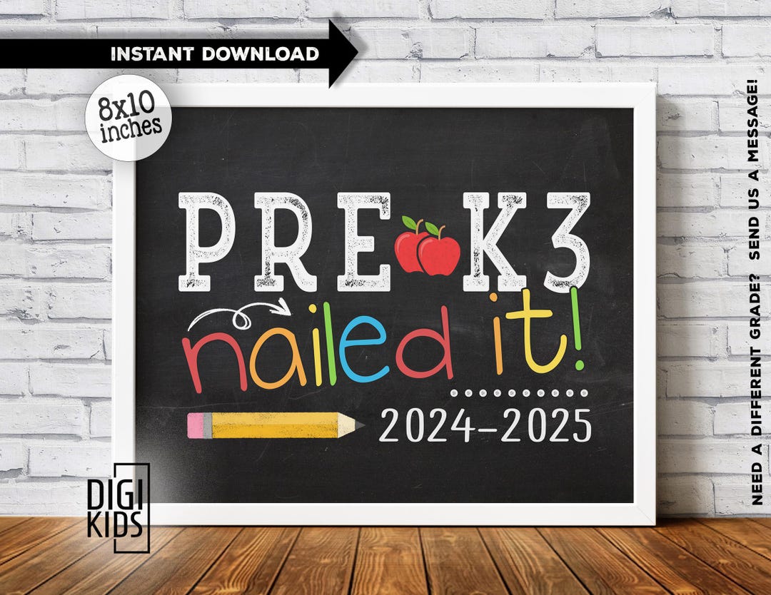 Last Day of PRE K3 Sign - Pre K3 Nailed It Printable 2025 - Last Day of ...