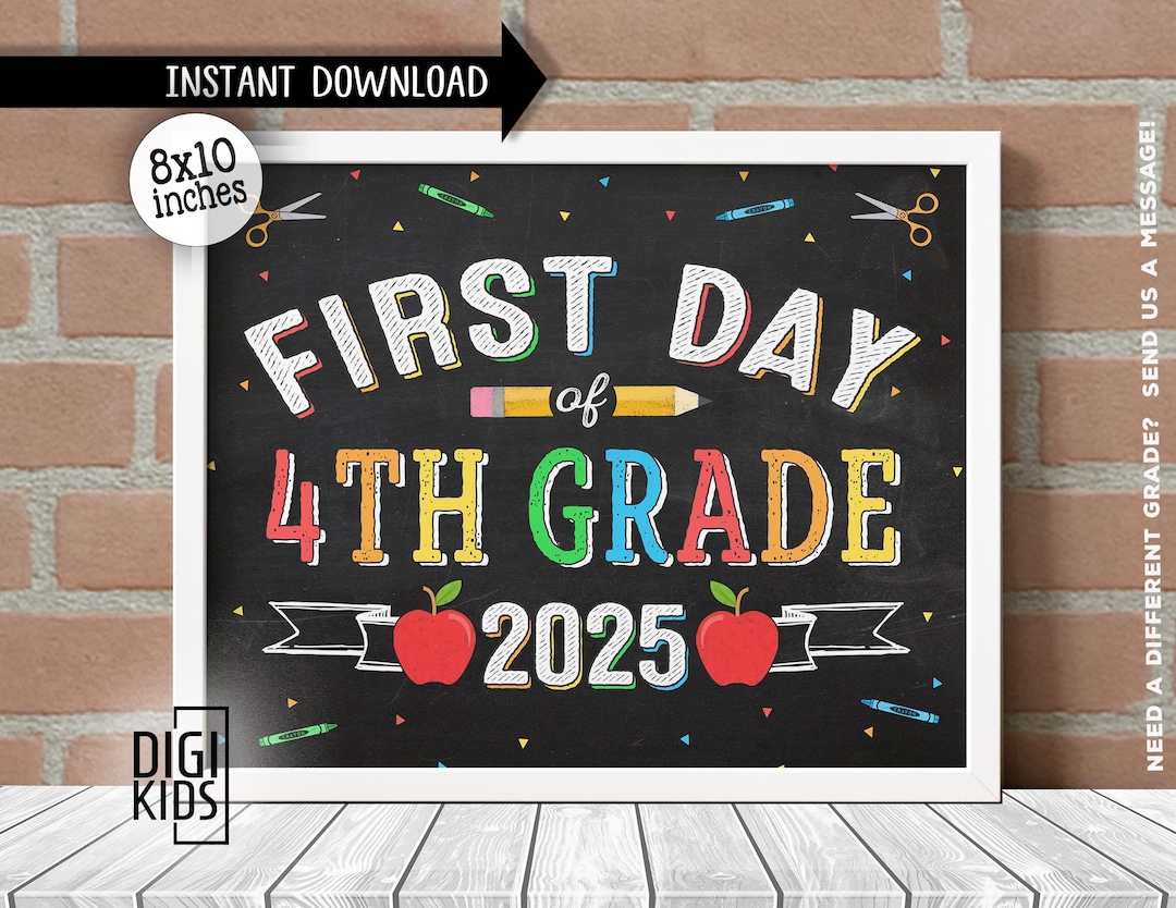 4th Grade First Day of School Sign 2025 - Printable 4th Grade ...