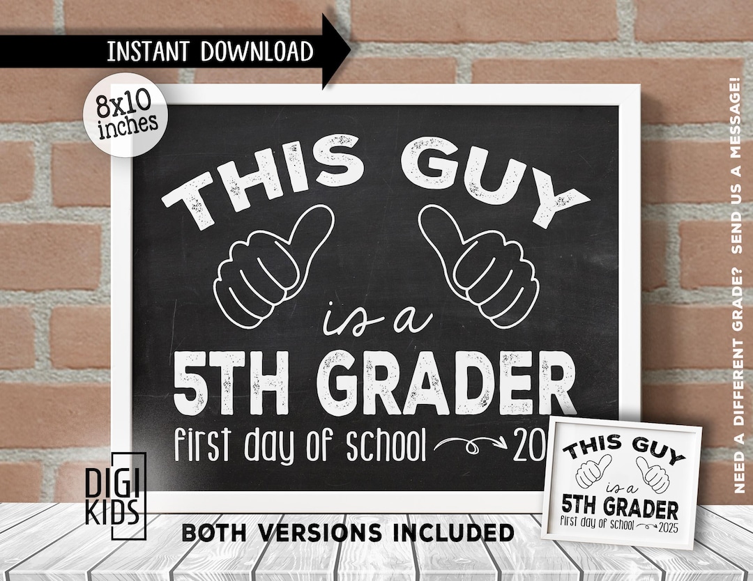 First Day of 5th Grade Sign 2025 - 1st Day of School Sign - 5th Grade ...