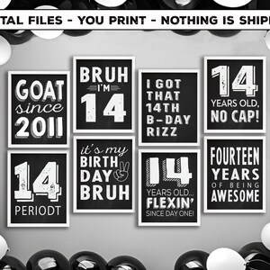 14th Birthday Printable Signs - 14th Birthday Party Decorations - BRUH ...