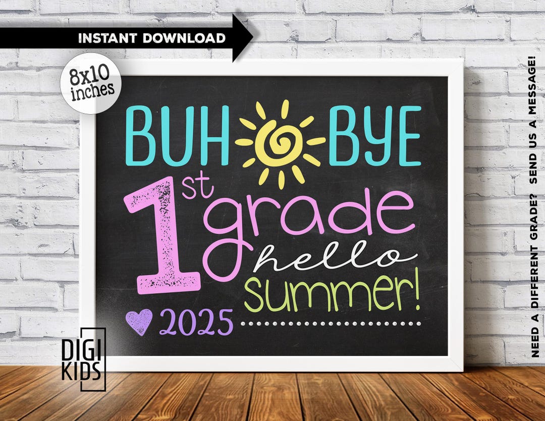 Last Day of School Sign 2025 - Last Day of 1st Grade Sign - Printable ...