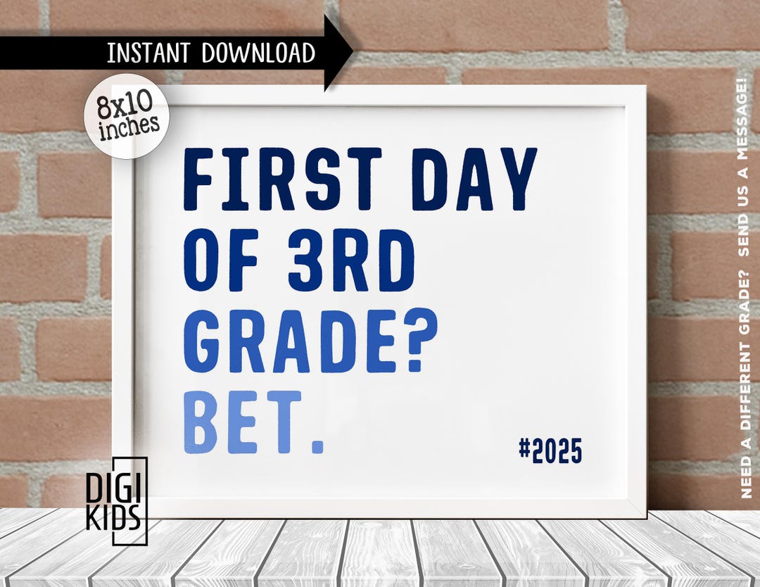First Day of 3rd Grade Printable Sign 2025 - First Day of School Sign ...