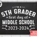 1st Day of Middle School Sign First Day of 6th Grade Sign 2023 Hello ...
