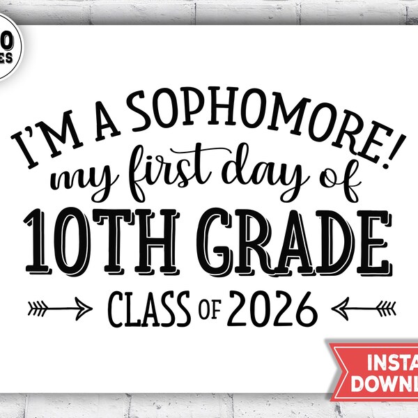 Sophomore My First Day Sign Etsy