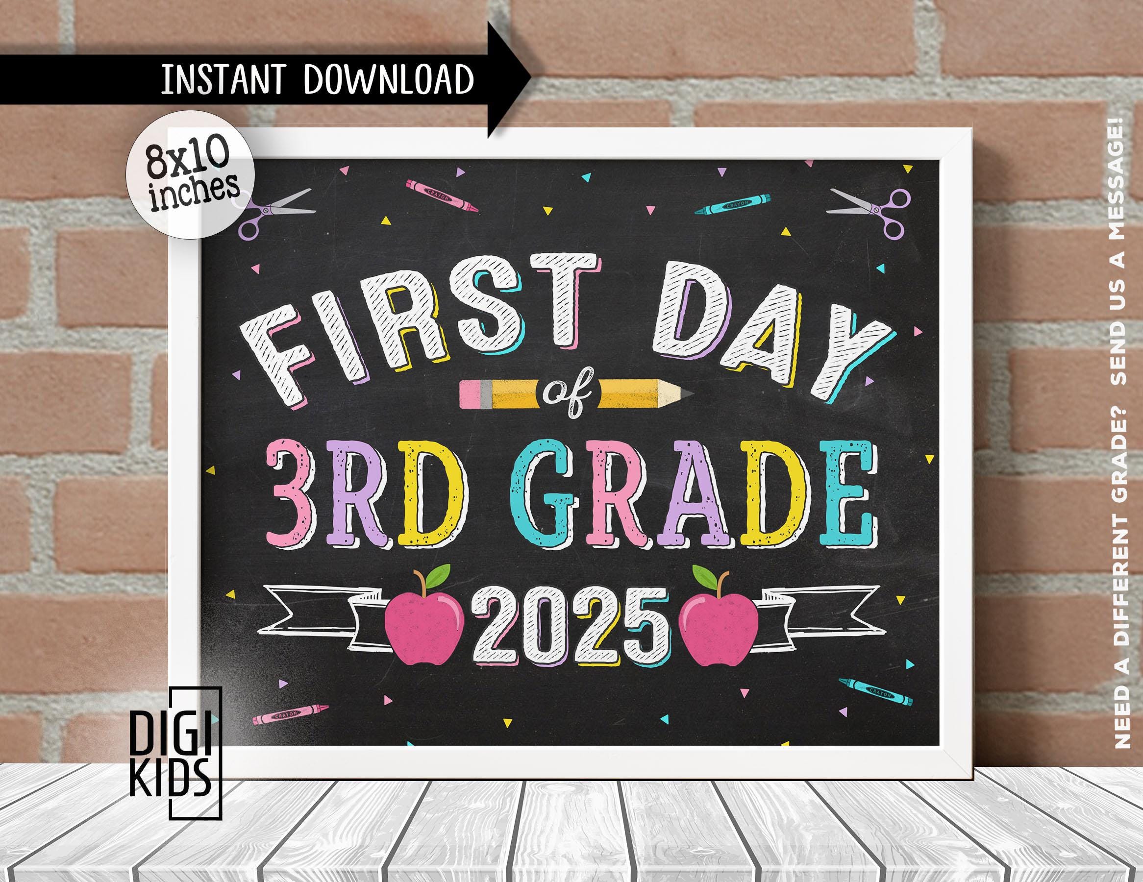 1st Day of School Sign - First Day of 3rd Grade Sign 2025 - Printable ...