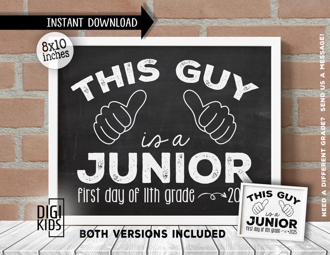 First Day of Junior Year Sign 2025 - 1st Day of High School Sign - 11th ...
