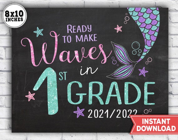 Paper Invitations & Announcements First Day of Preschool Sign Mermaid ...