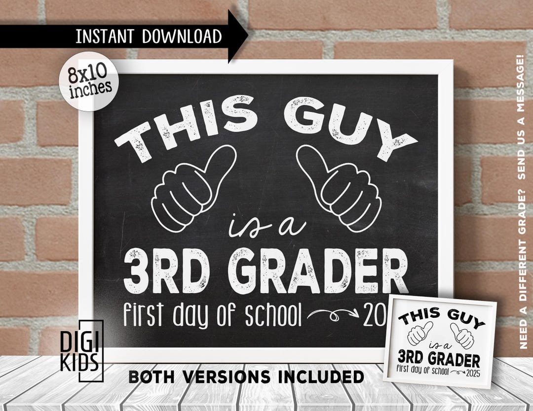 First Day of 3rd Grade Sign 2025 - 1st Day of School Sign - 3rd Grade ...