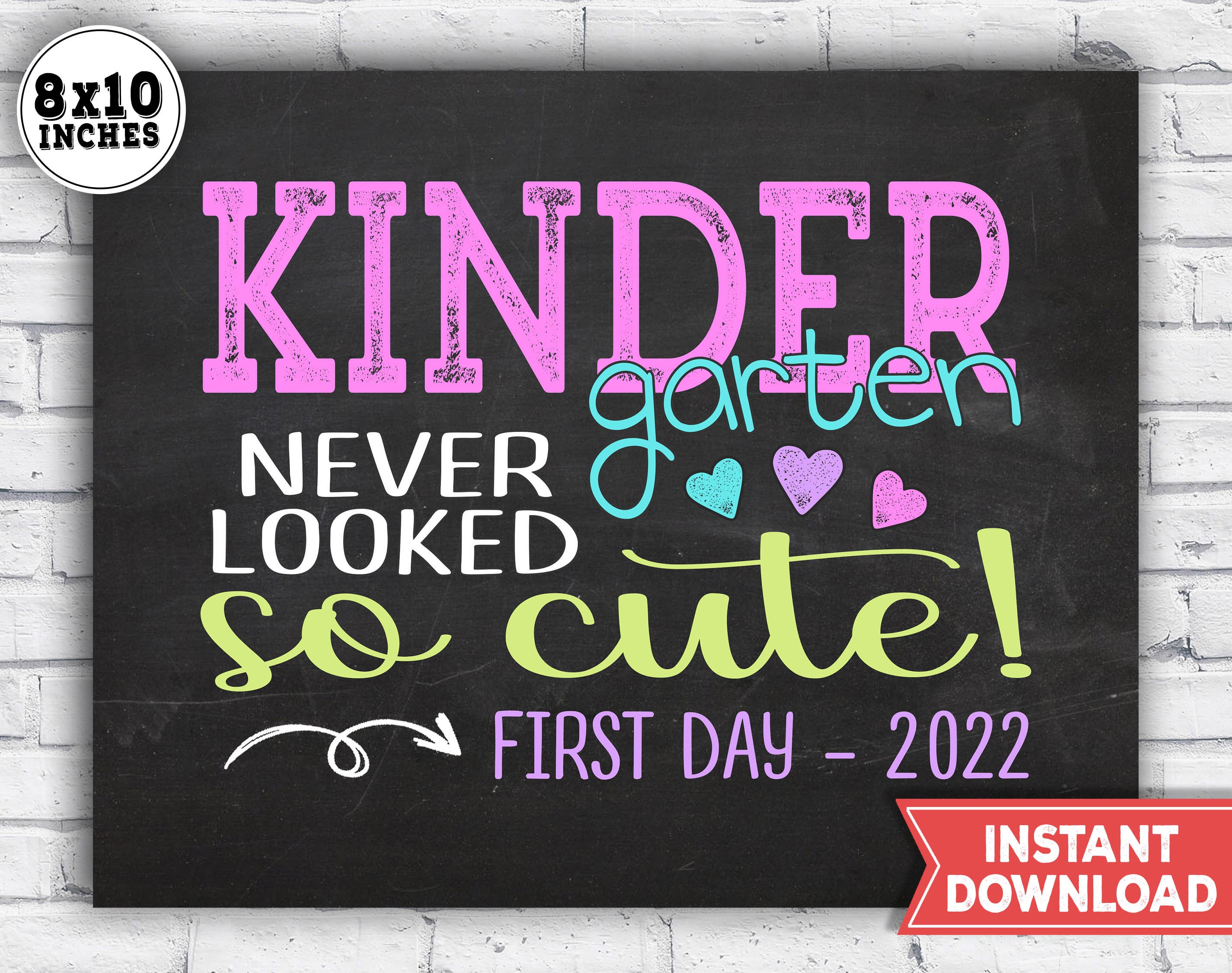 1st Day of Kindergarten Sign First Day of School Sign 2022 - Etsy