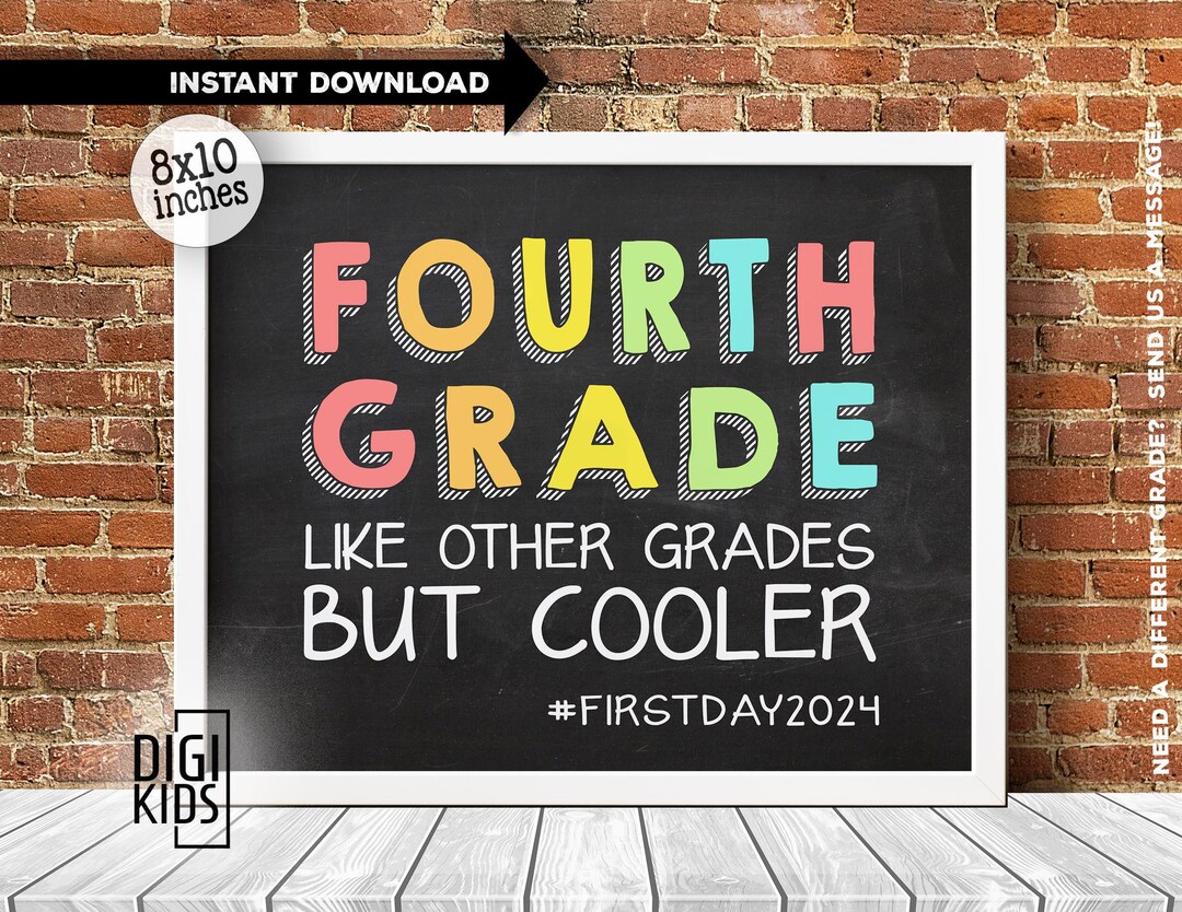 First Day of 4th Grade Sign 2024 1st Day of School Sign 4th Grade ...