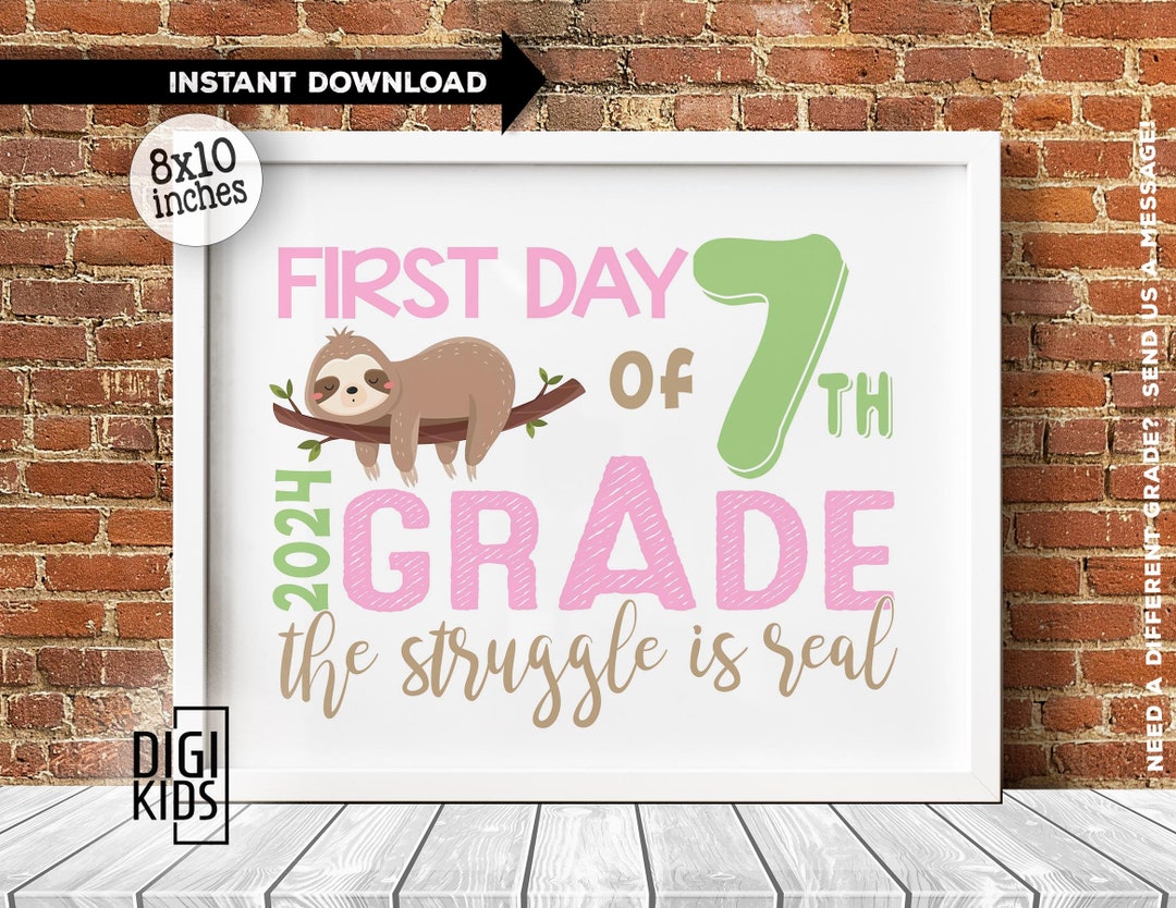 7th Grade Sign 2024 - First Day of School Sign - 7th Grade Printable ...