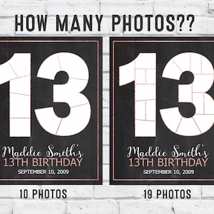 13th Birthday Photo Collage - 13th Birthday Girl Decorations - Aqua ...