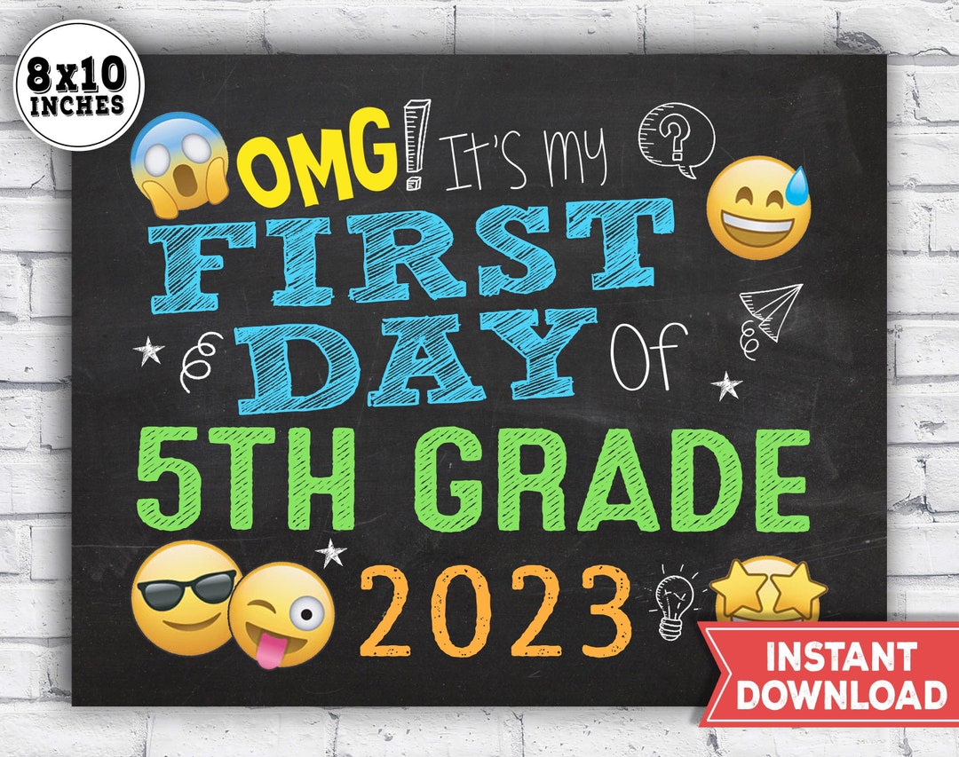 1st Day of 5th Grade Sign First Day of 5th Grade Printable - Etsy