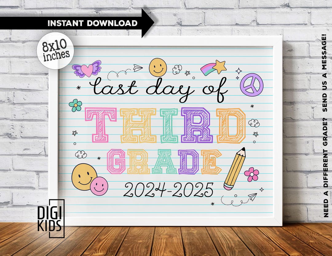 Last Day of 3rd Grade Printable - 3rd Grade Last Day Sign 2025 - Last ...