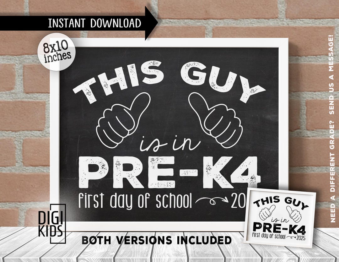 Pre K4 Sign Back to School 2025 - 1st Day of Pre K4 Printable Sign ...