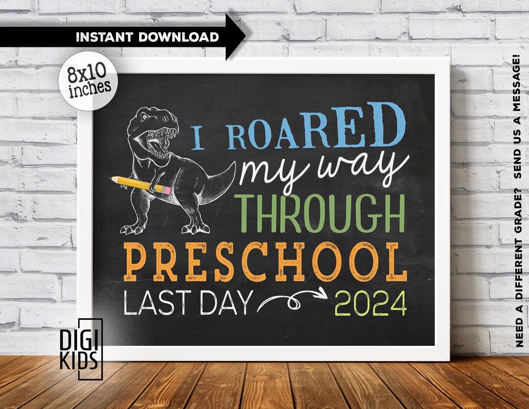 Last Day of Preschool Sign 2024 - Last Day of School PRINTABLE Sign ...