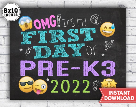 First Day of Pre K3 Sign 1st Day of Pre K3 Printable 2022 - Etsy
