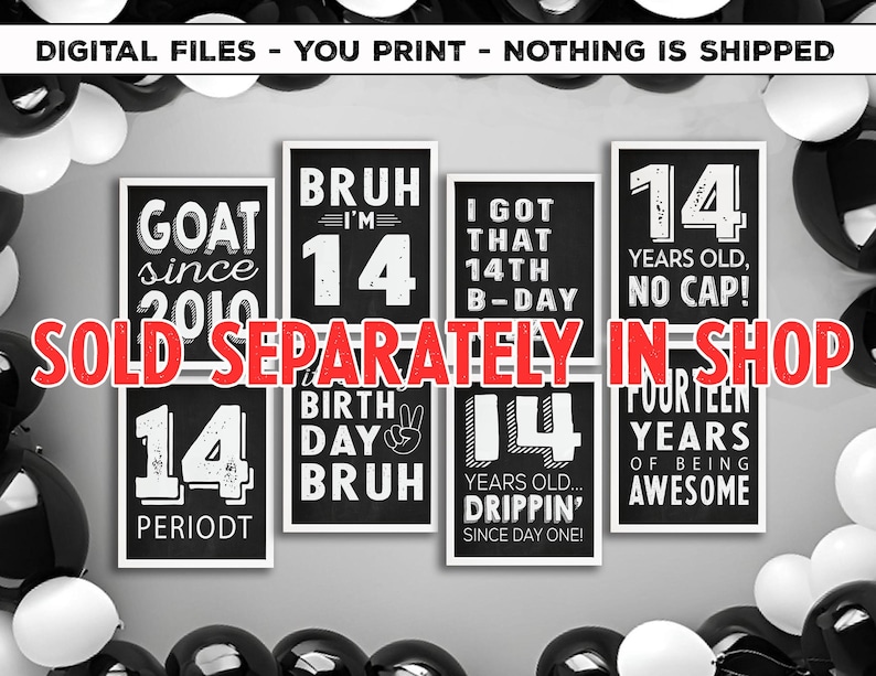14th Birthday Sign - Boy's 14th Birthday Party Decorations - BRUH 14 ...