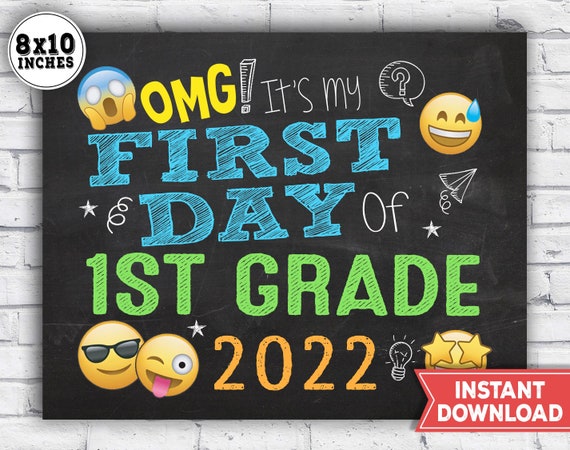 First Day Of 1st Grade Sign 1st Day Of First Grade Printable Etsy