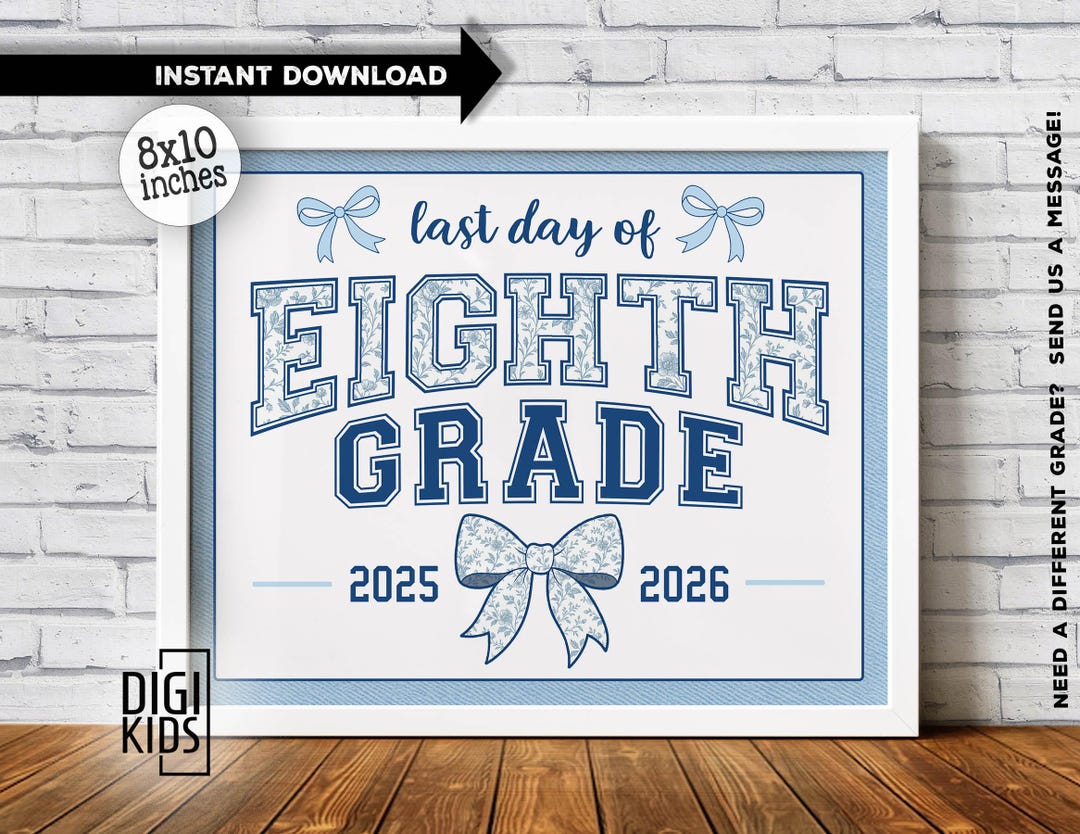 Last Day of 8th Grade Sign - Last Day of School Printable 2025 ...