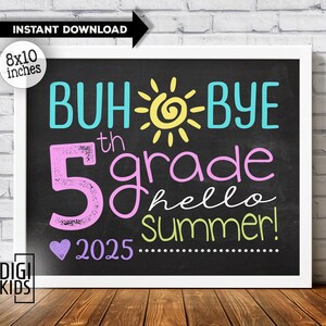 Last Day of School Sign 2025- Last Day of 5th Grade Sign - Printable ...