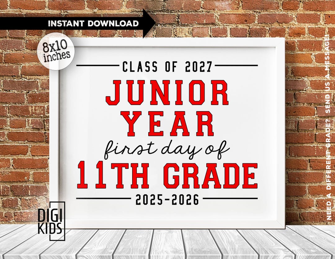 First Day of Junior Year Printable Sign - High School Junior Sign - 1st ...