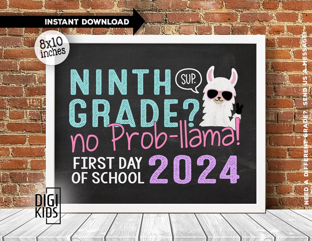 9th Grade Sign 2024 - First Day of School Sign - 1st Day of 9th Grade ...