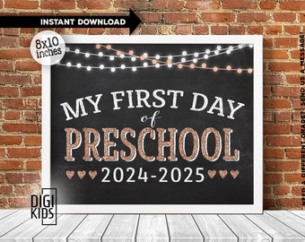 First Day of Preschool Sign Printable Landscape - Etsy