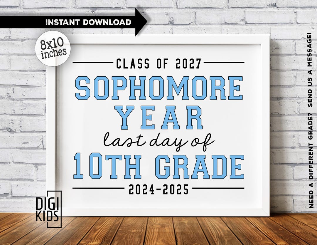 Last Day of Sophomore Year Sign 2025 - 10th Grade Printable Sign - Last ...