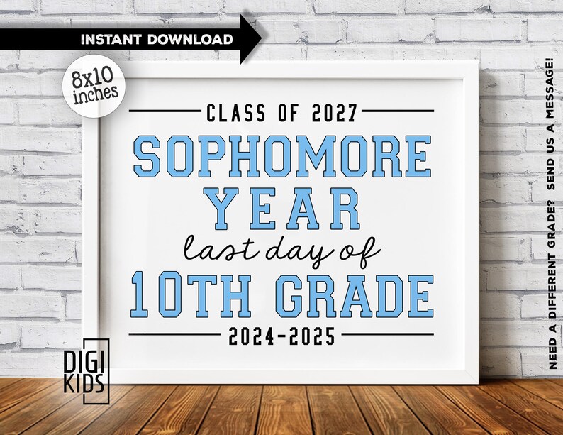 Last Day of Sophomore Year Sign 2025 - 10th Grade Printable Sign - Last ...