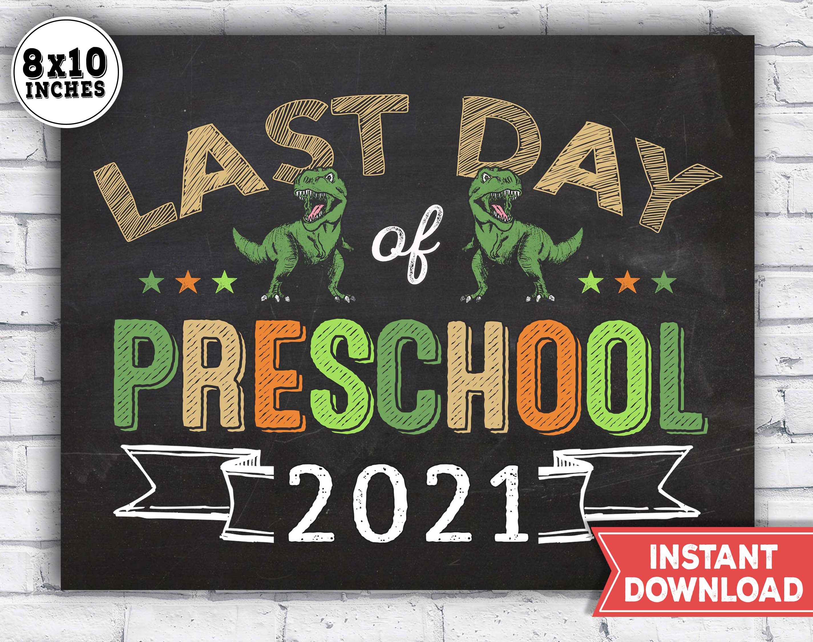 Last day of preschool printable sign Boys Last day of school | Etsy