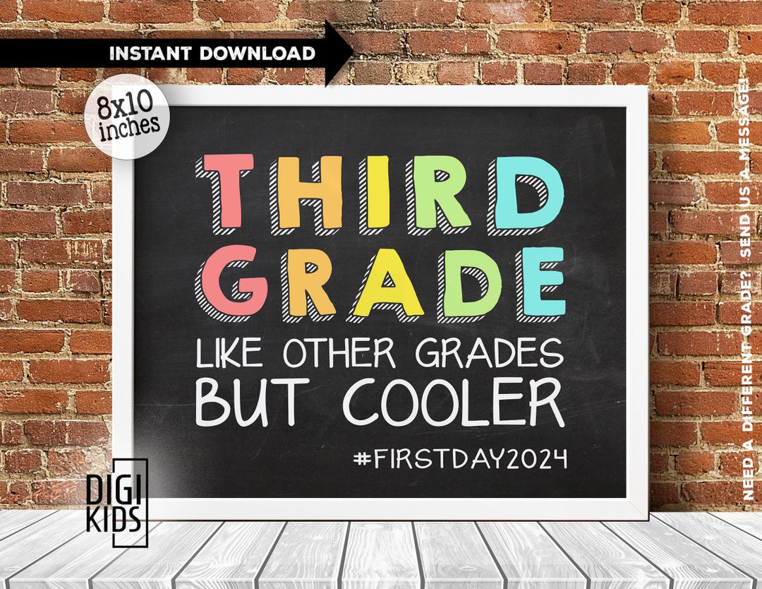 First Day of 3rd Grade Sign 2024 - 1st Day of School Sign - 3rd Grade Chalkboard Printable ...