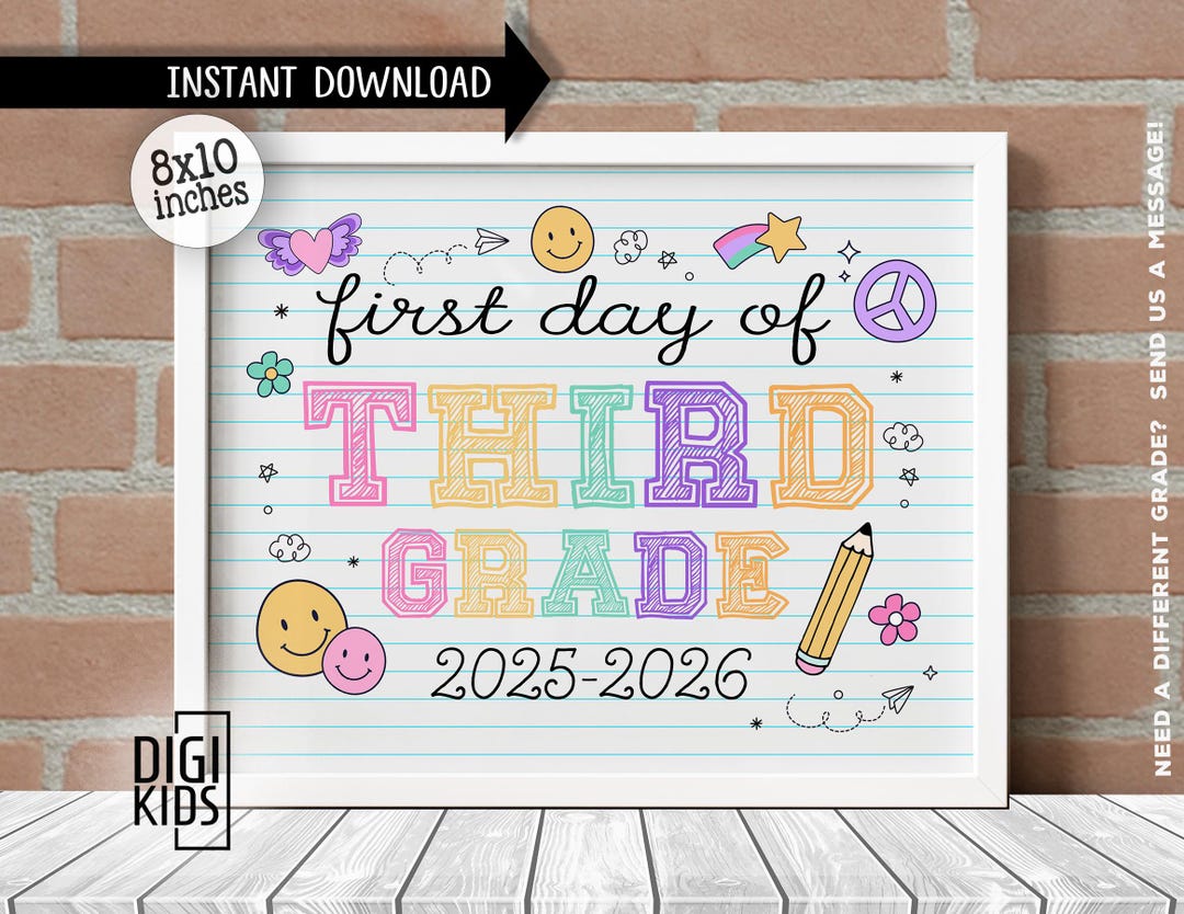 First Day of 3rd Grade Sign 2025 - 3rd Grade 1st Day of School ...