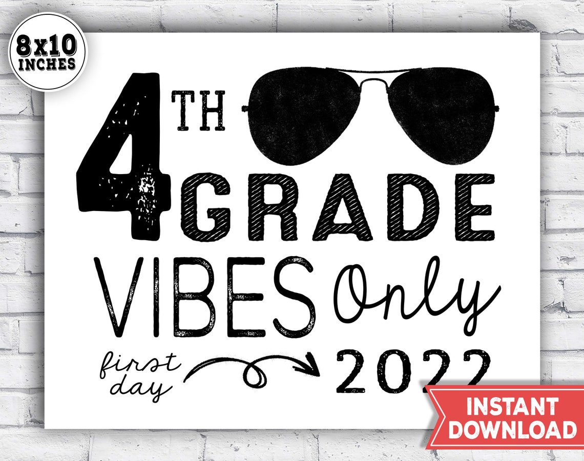 First Day of 4th Grade Sign First Day of School Sign 2022 - Etsy