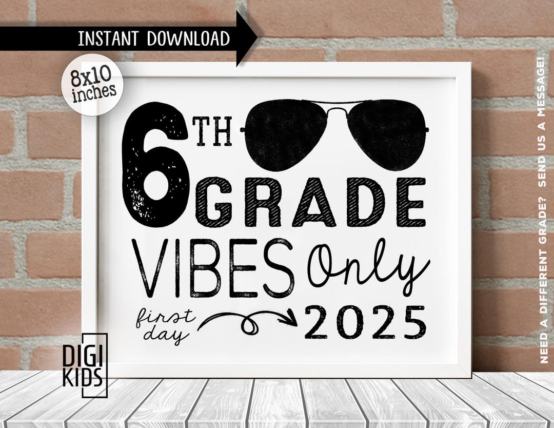 First Day of 6th Grade Sign - First Day of School Sign - 6th Grade ...