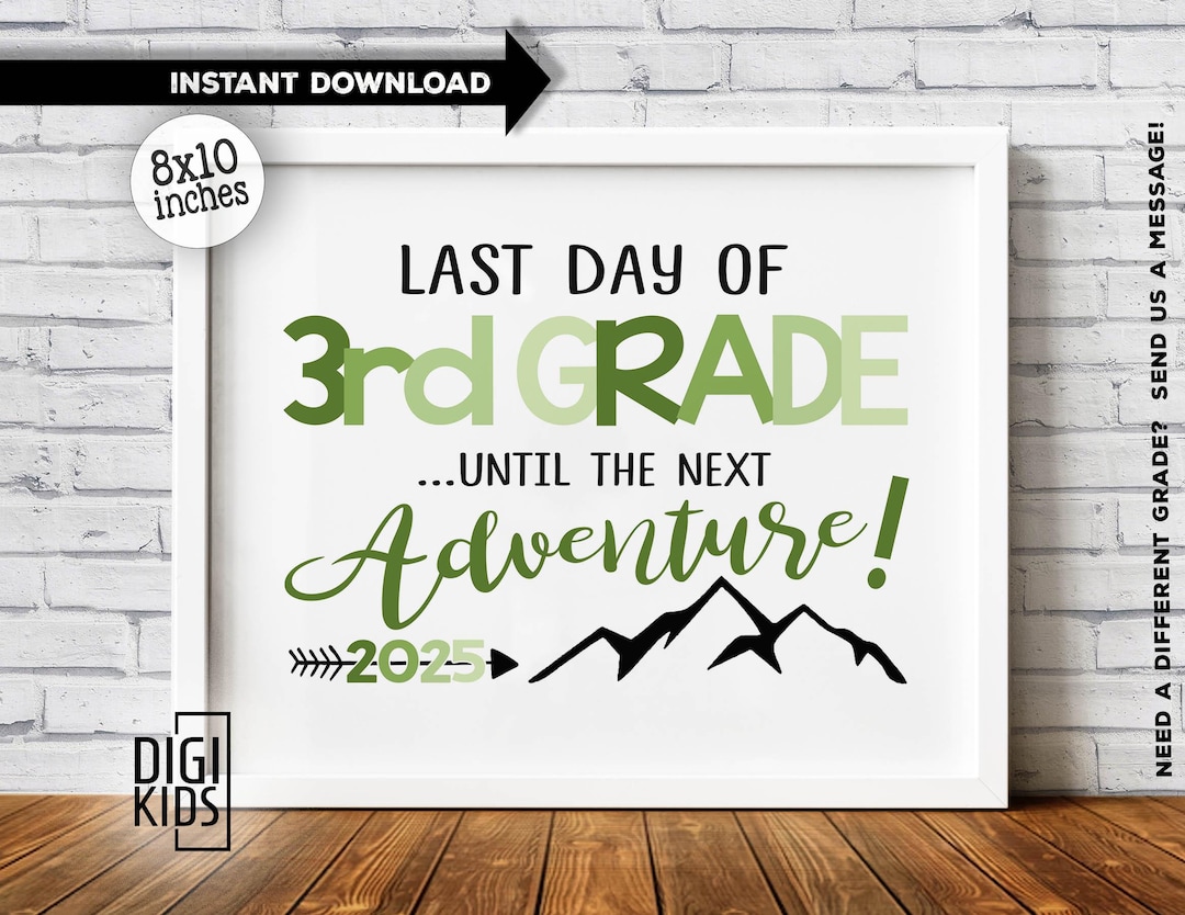 3rd Grade Last Day of School Instant Download Printable 3rd Grade Sign ...