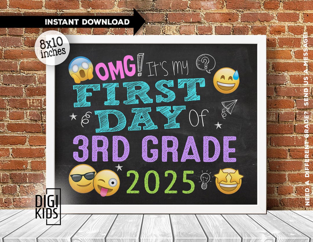 1st Day of 3rd Grade Sign - First Day of 3rd Grade Printable 2025 - 1st ...