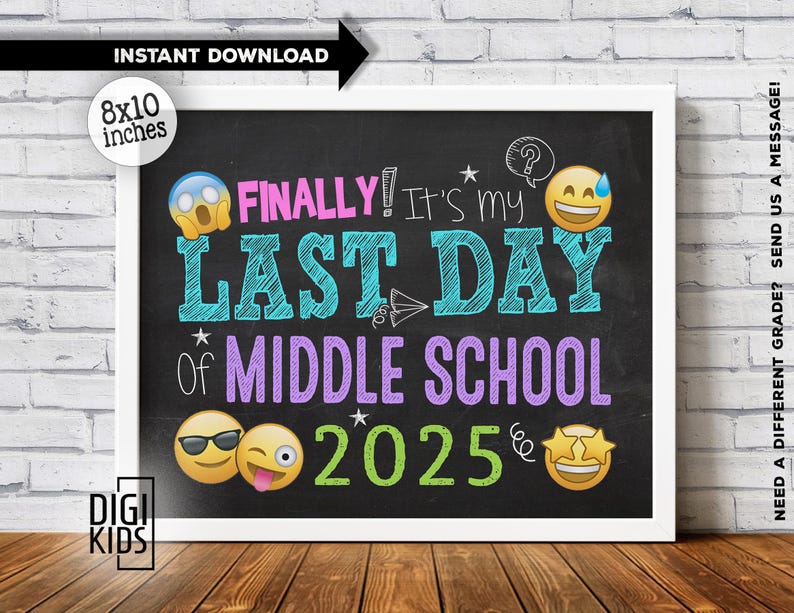 Last Day of Middle School Sign - Last Day of 8th Grade Sign 2025 ...