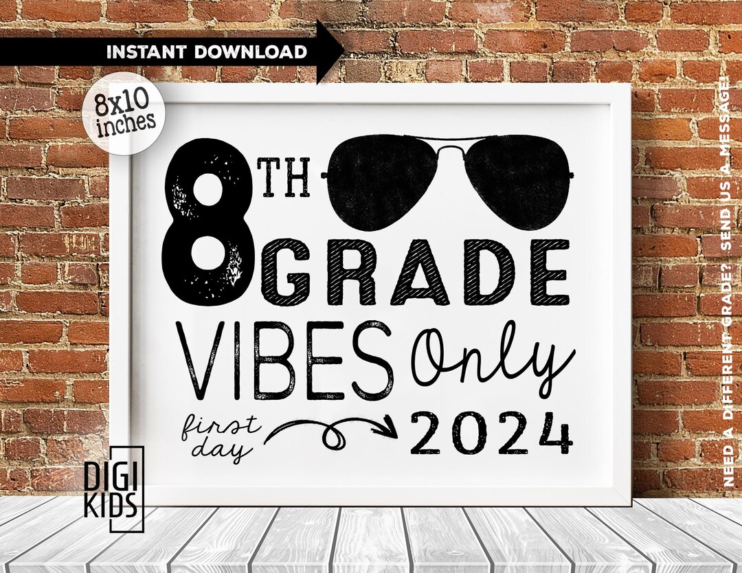 First Day of 8th Grade Sign - First Day of School Sign - 8th Grade ...