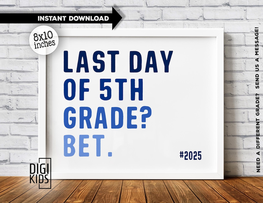 Last Day of 5th Grade Sign 2025 - 5th Grade Printable Sign - 5th Grade ...