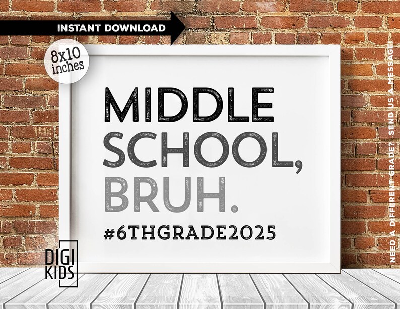 1st Day of Middle School Sign 2025 - First Day of 6th Grade Sign - Back ...