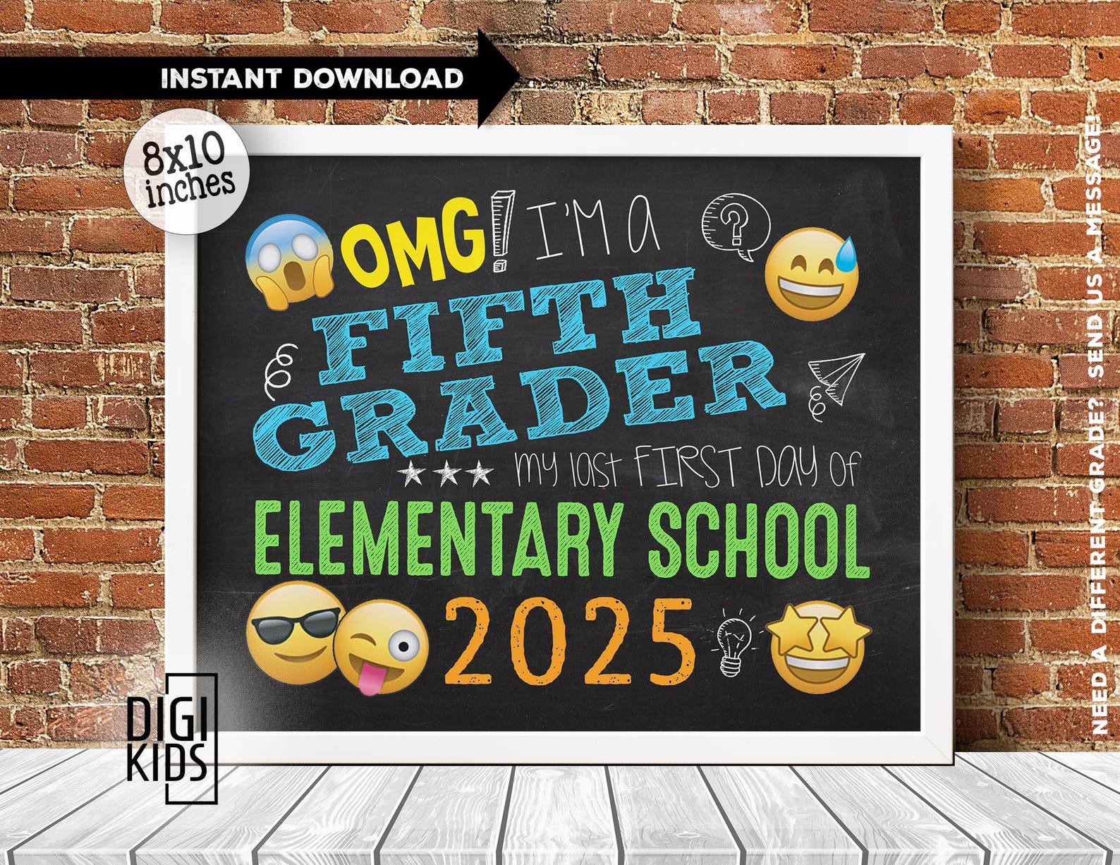1st Day of 5th Grade Sign 2025 - LAST First Day of Elementary School ...