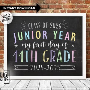First Day of Junior Year Sign - 1st Day of High School 2024-2025 ...