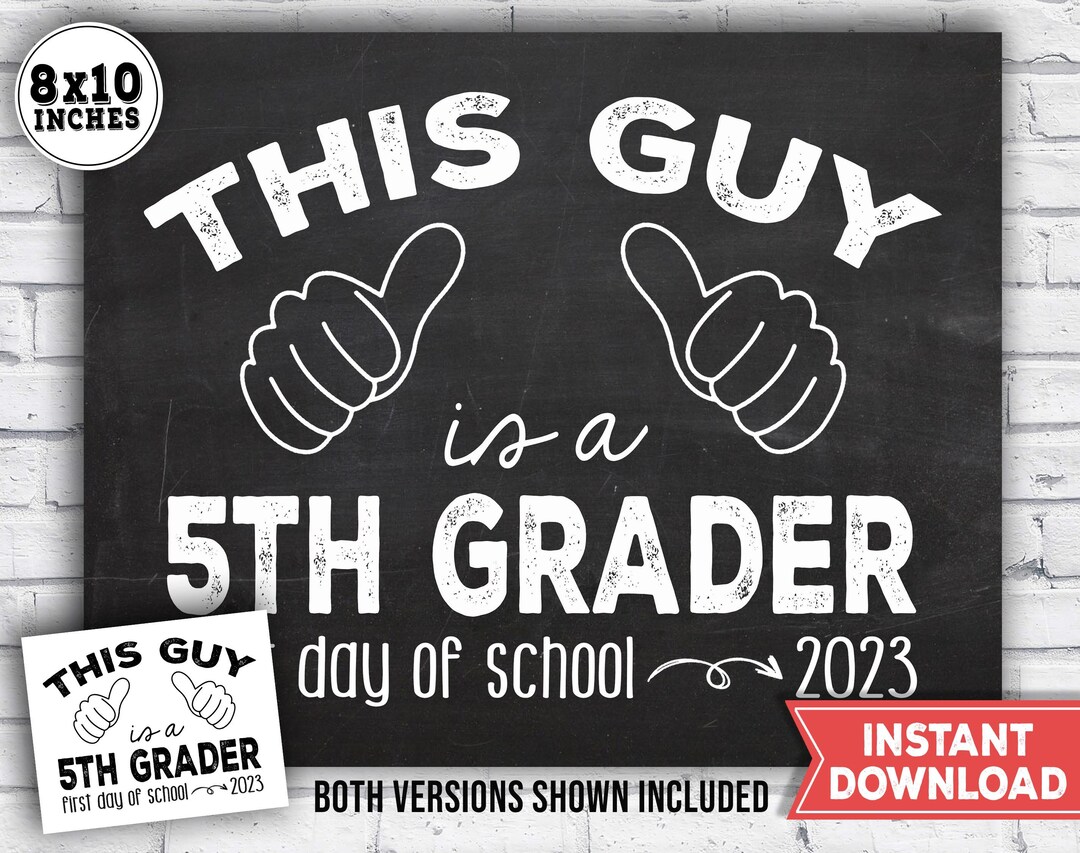 First Day of 5th Grade Sign 2023 1st Day of School Sign 5th Grade ...