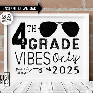 First Day of 4th Grade Sign - First Day of School Sign 2025 - 4th Grade ...