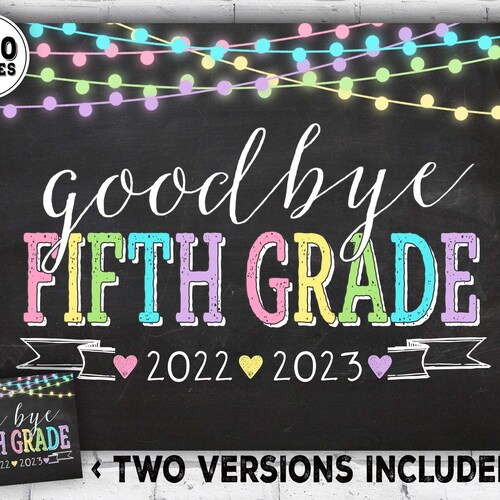 First Day of Fifth Grade Sign 2022-2023 /first Day of School - Etsy