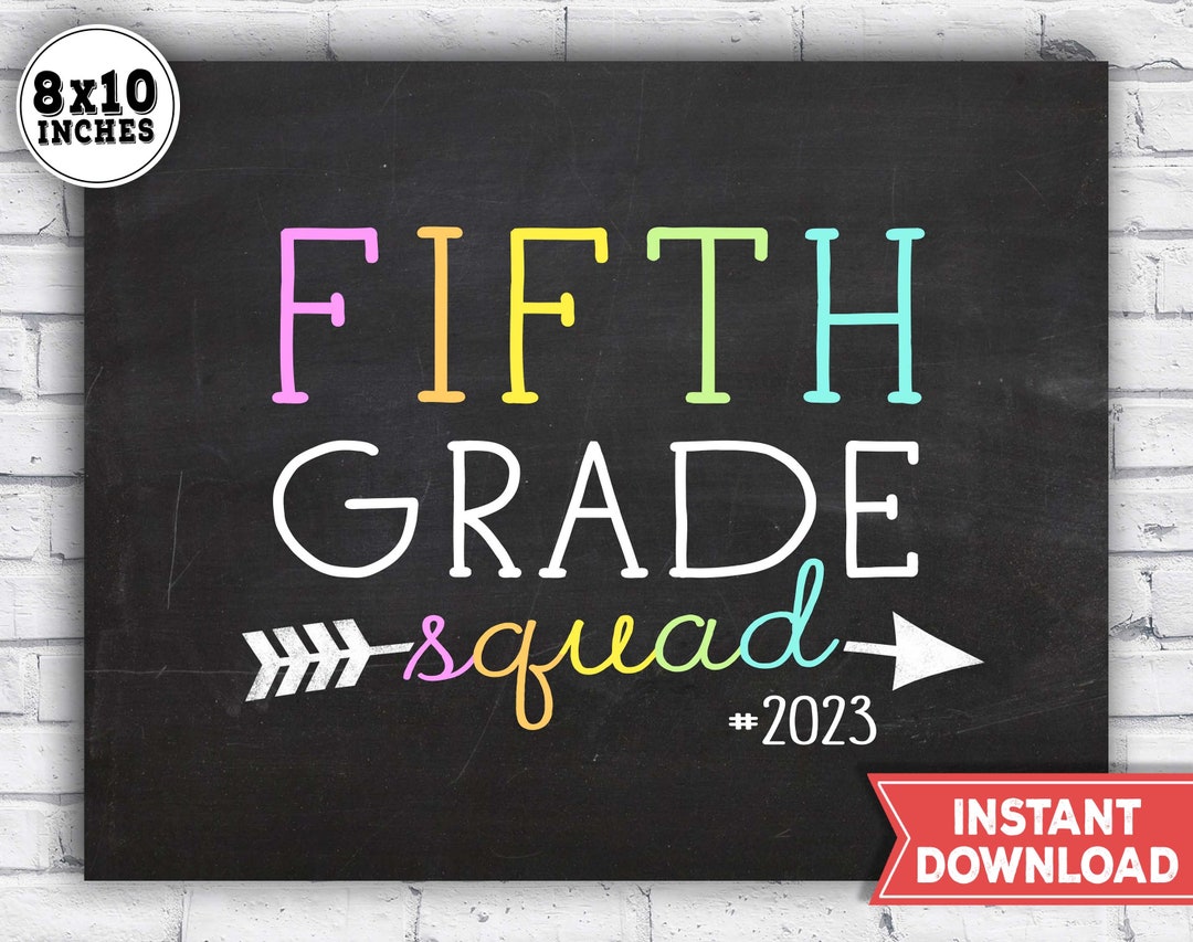 1st Day 5th Grade Sign 2023 - First Day of 5th Grade Printable - Back ...