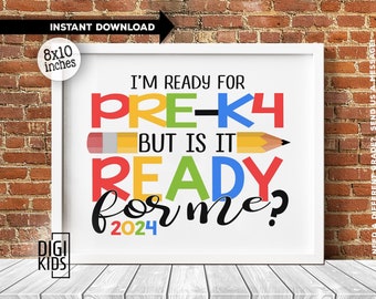 First Day of Pre-k4 Printable Sign Instant Digital Download Back to ...