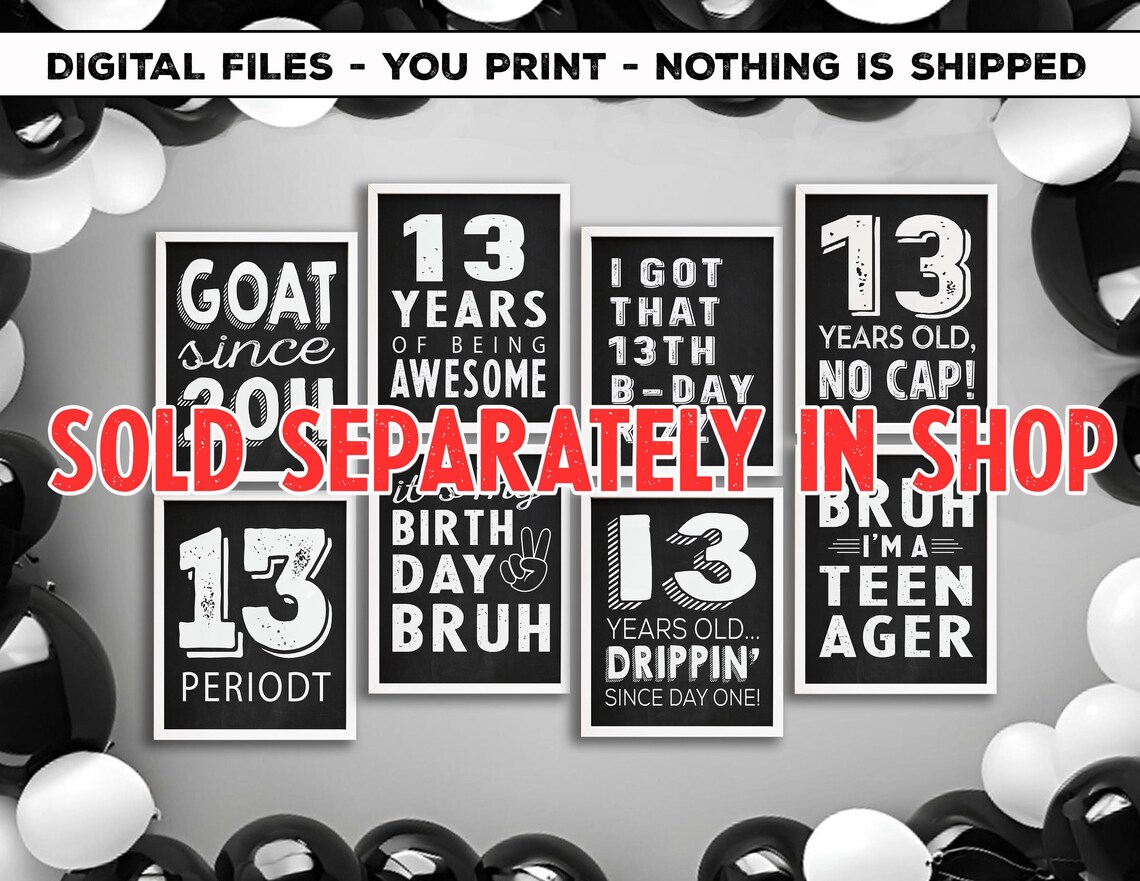 13th Birthday Sign - Boy's 13th Birthday Party Decorations - BRUH 13 ...