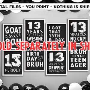 13th Birthday Sign - Boy's 13th Birthday Party Decorations - BRUH 13 ...